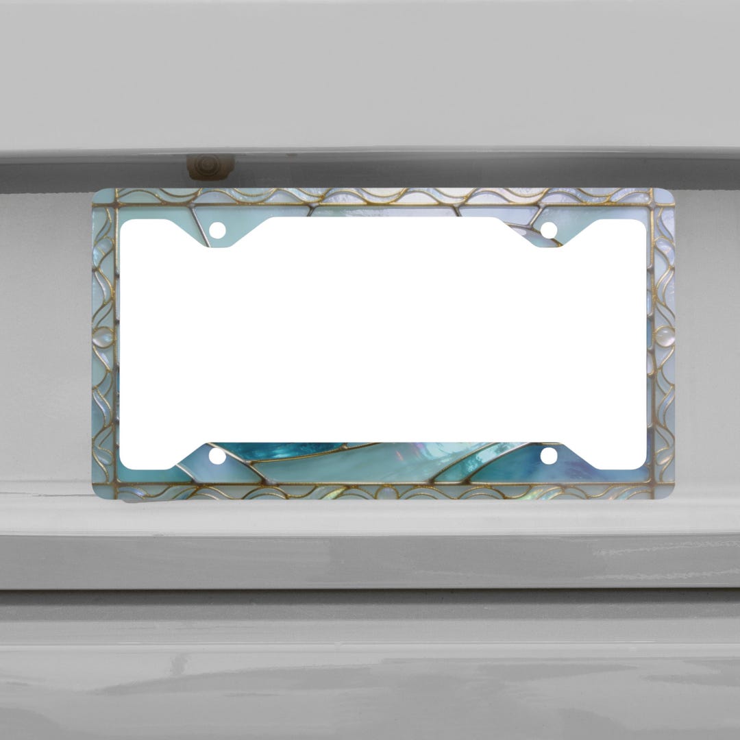 License Plate Frame, Pastel Ocean Wave License Plate Cover, Stained ...