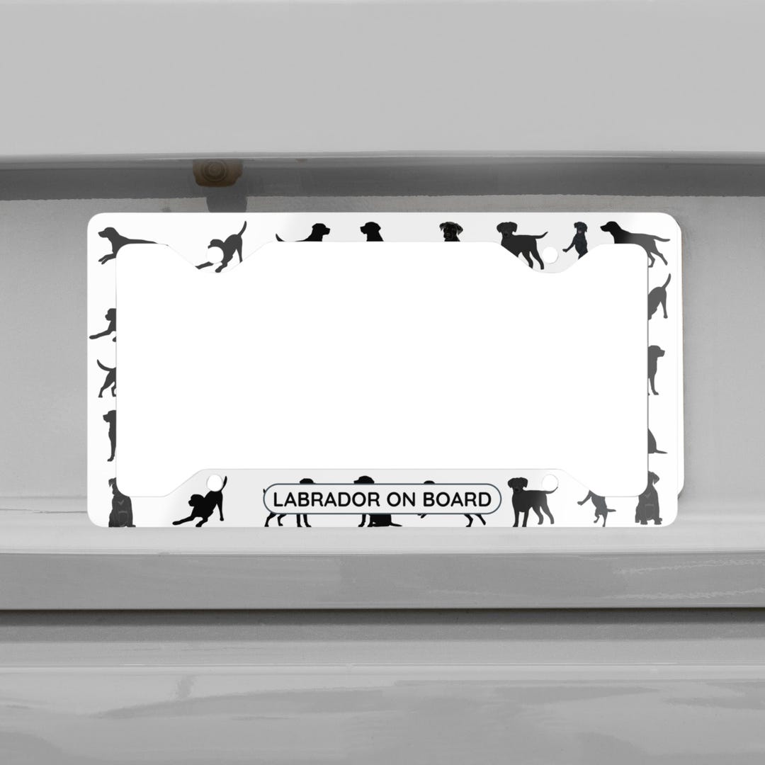 License Plate Frame, Playful Black Labrador Retriever Silhouette ...