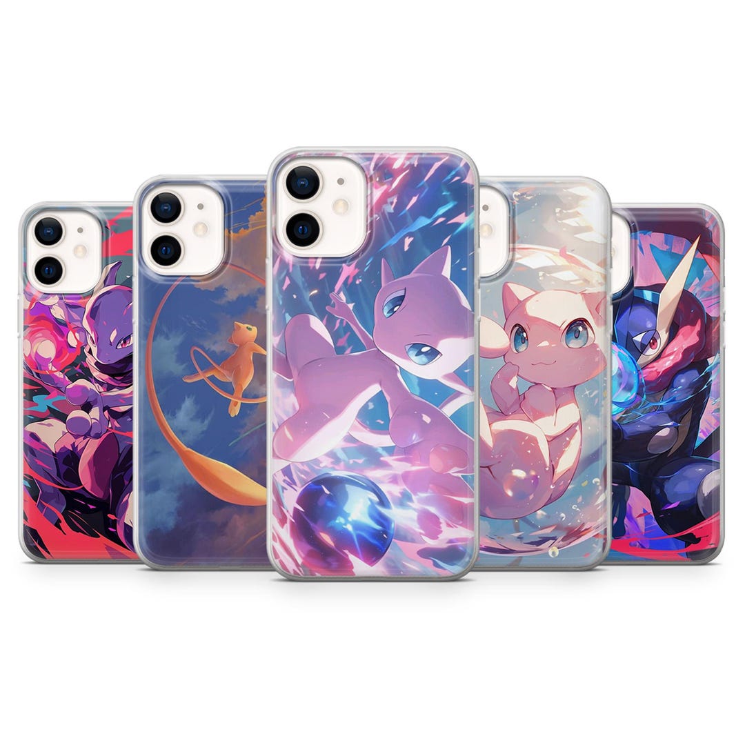 Pokemon Phone Case Mew Mewtwo Cover for iPhone 16, 15, 14, 13, 12, 11 ...