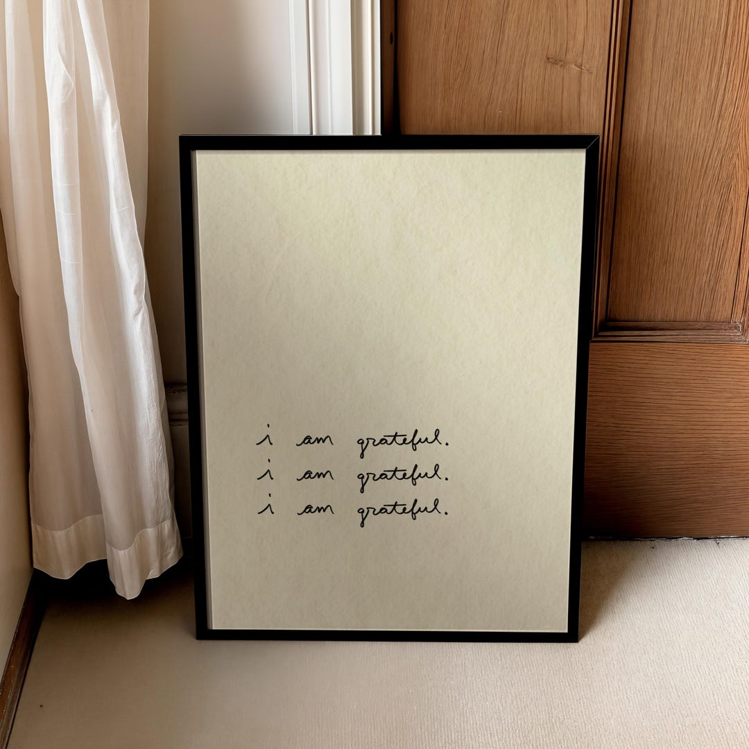 Grateful Print, Hand Written Art, Positive Home Wall Decor, Encouraging ...