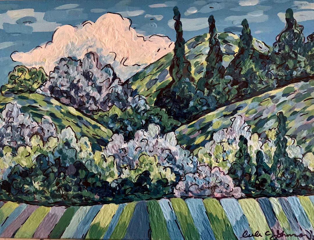 Original Artwork. Oregon Landscape Painting: Dundee Hills Vineyard Art ...