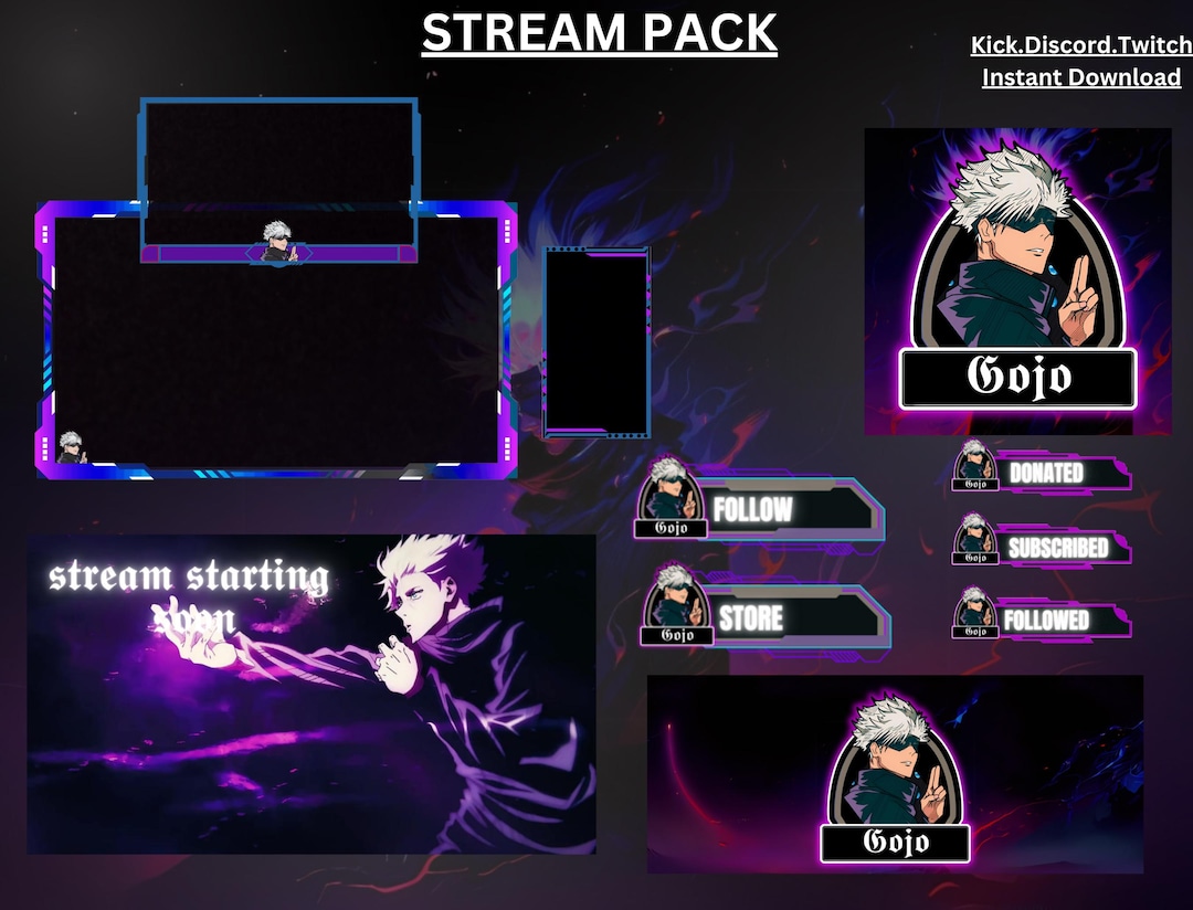Anime Character Animated Stream Pack | Twitch Complete Overlay Kit ...