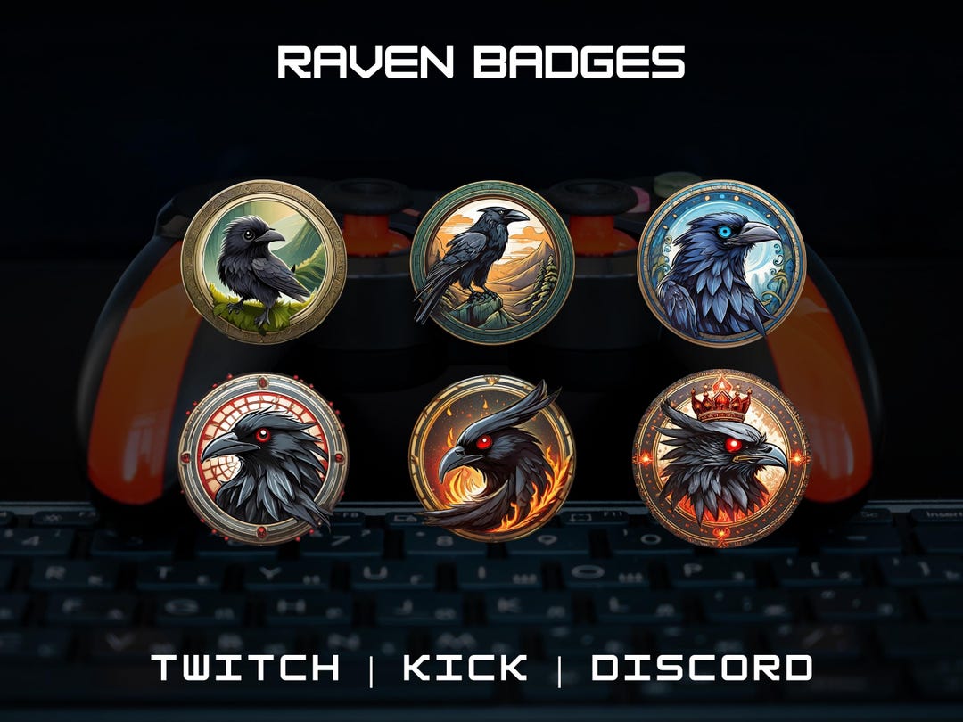 6 Raven Sub Badges | Twitch, Youtube, Discord | Bit & Sub Badges | Bird ...