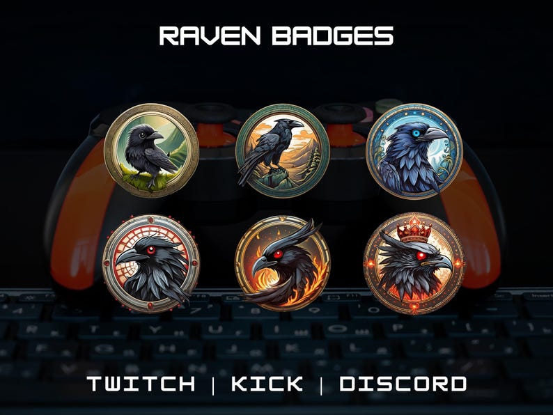 6 Raven Sub Badges | Twitch, Youtube, Discord | Bit & Sub Badges | Bird ...
