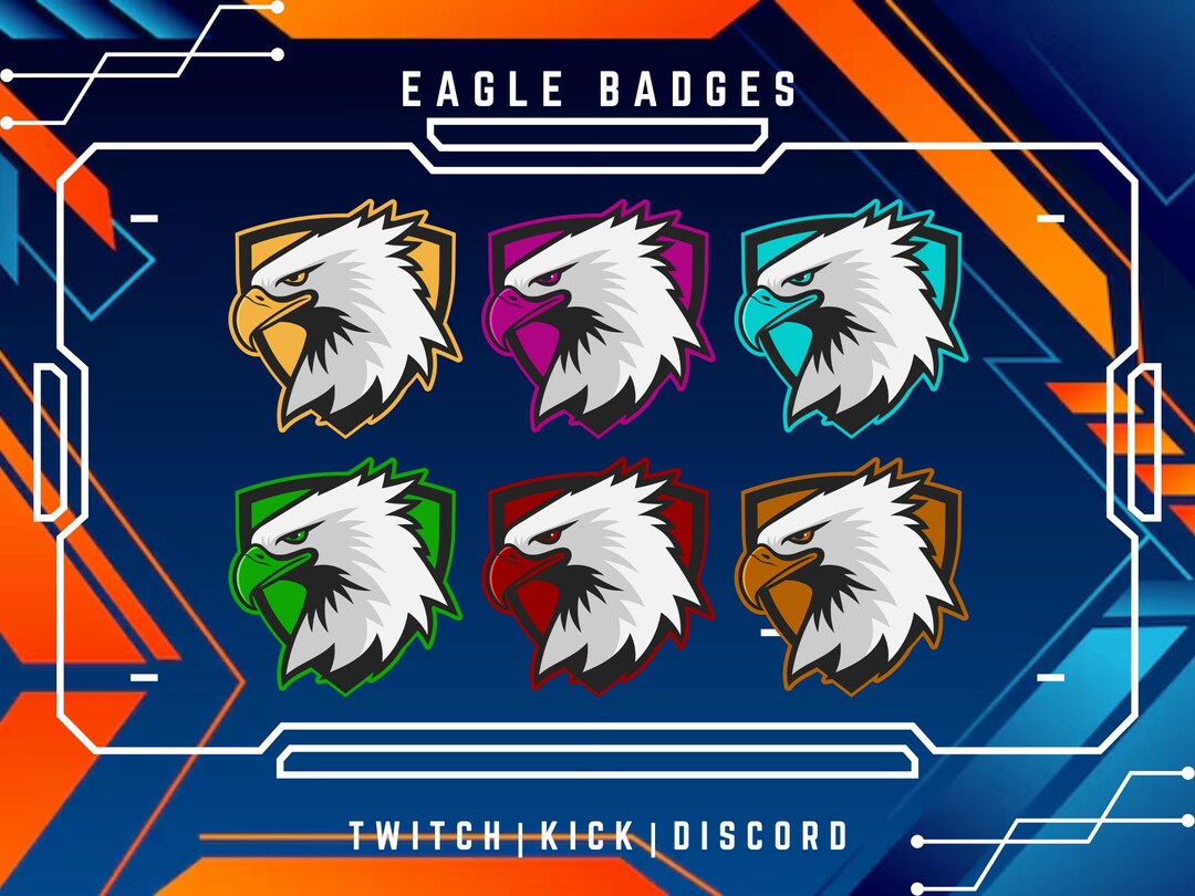 Eagle Sub Badges Pack - Set of 6 Kawaii Sub Badges for Twitch and Kick ...