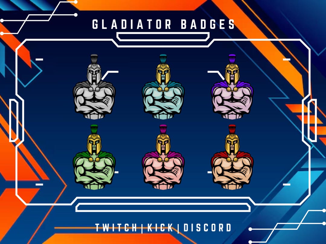 Gladiator Badges | Set of 6 Badges | Twitch - Youtube - Discord - Kick ...