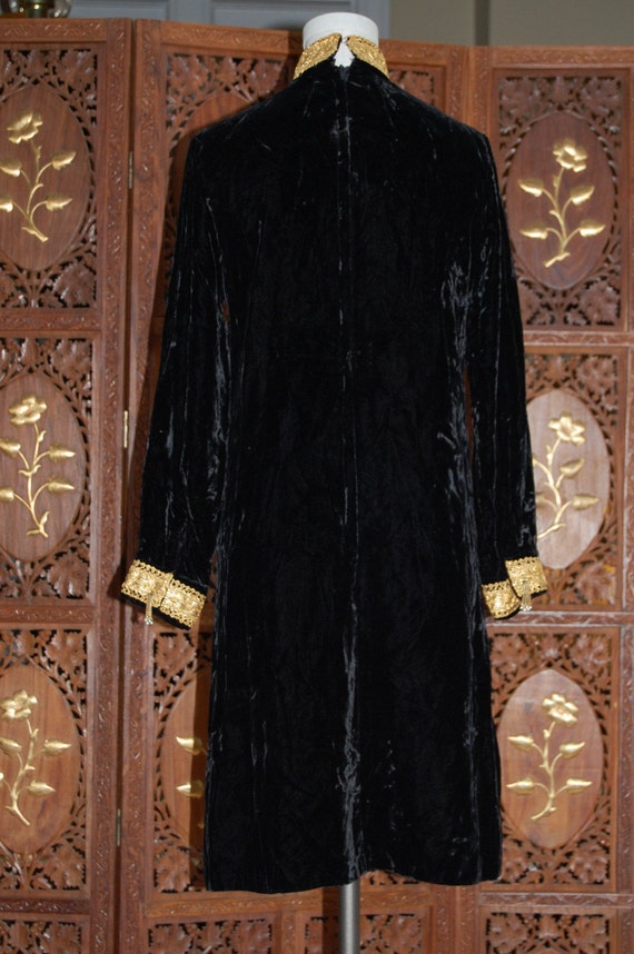 ON SALE Vintage 1960s Original Black Velvet Nehru Dre… - Gem