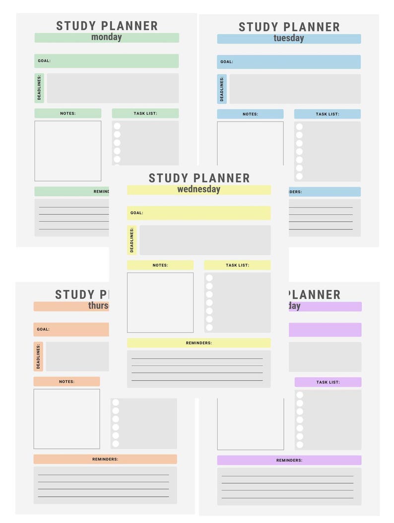 Printable Study Planner | Digital Download | Academic Planner | Student ...
