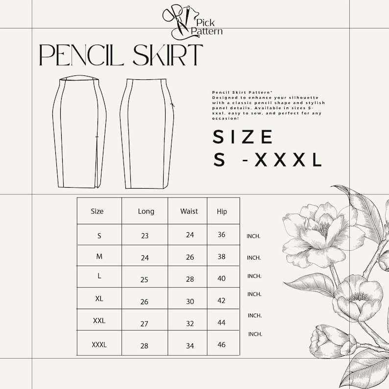 Pencil Skirt Sewing Pattern - Etsy