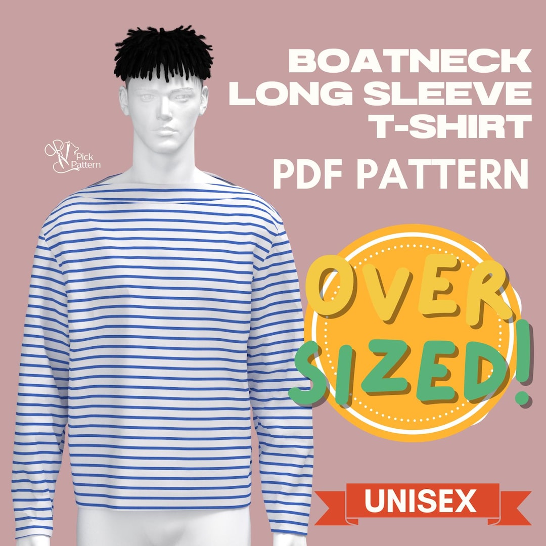 Oversized Unisex Boatneck Pdfpattern Oversized Sweater Sewing Pattern,sweatshirt Pattern,men ...