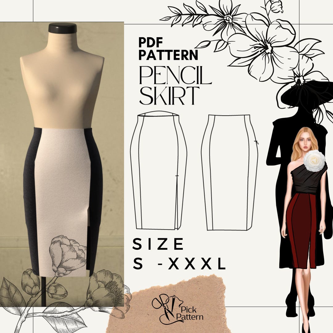 Pencil Skirt Sewing Pattern - Etsy