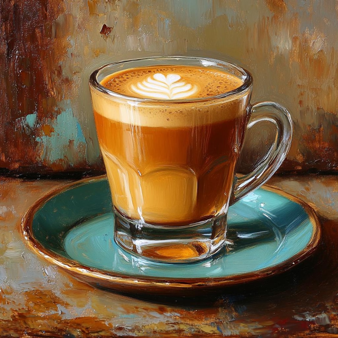 Tiny Latte Espresso Art Canvas Print Painting Style - Coffee Bar Print ...