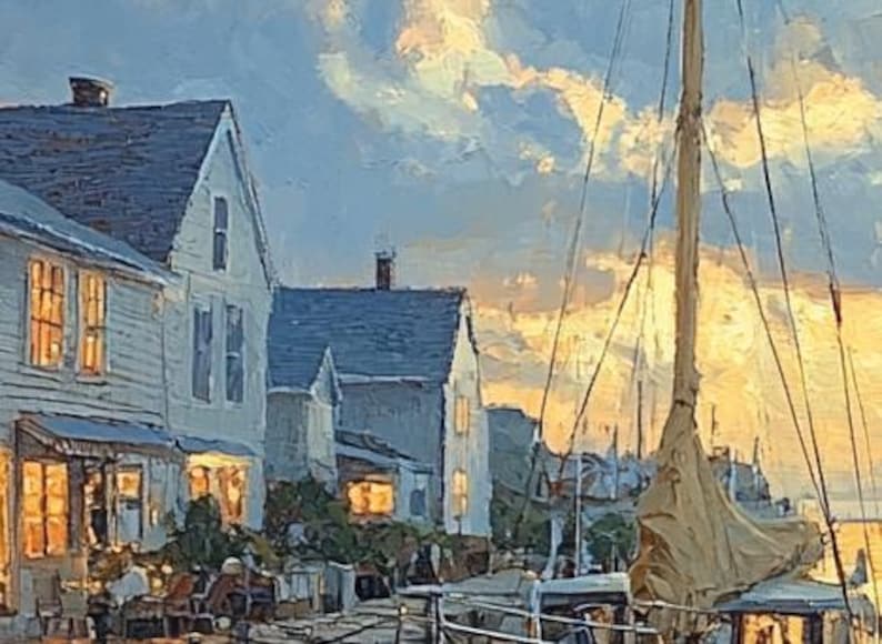 Canvas Sailboat Painting - "dockside" Harbor Scene Painting, Dockside ...
