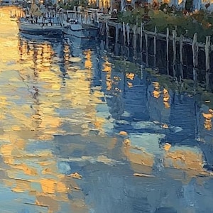 Canvas Sailboat Painting - "dockside" Harbor Scene Painting, Dockside ...