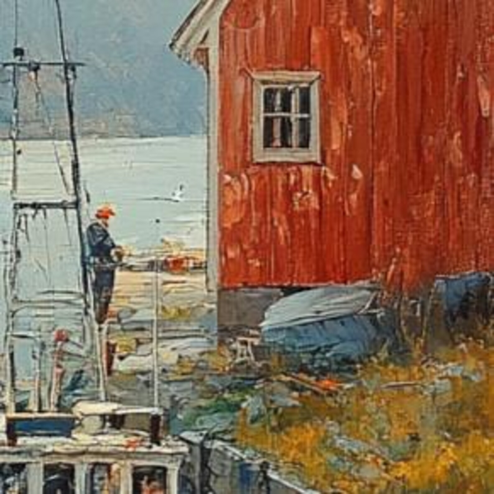 Tiny Lakehouse Canvas Decor Print - Fishing Boat Art, Nautical Art, Oil ...