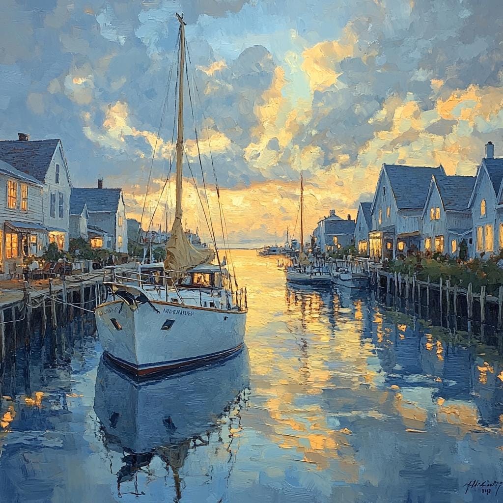 Canvas Sailboat Painting - "dockside" Harbor Scene Painting, Dockside ...