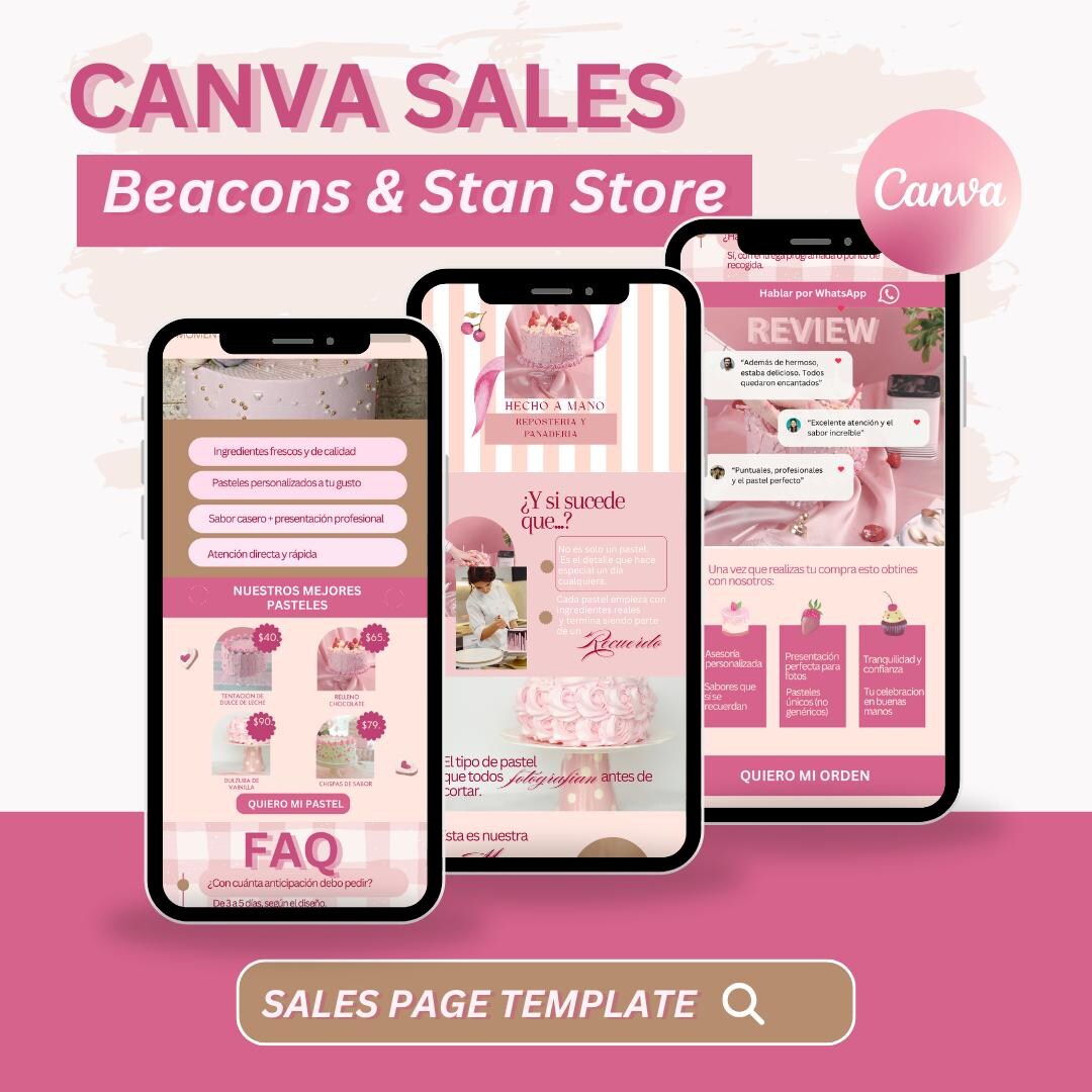 Sales Page Template, Sales Funnel, Beacons, Stan Store, Canva Funnel ...