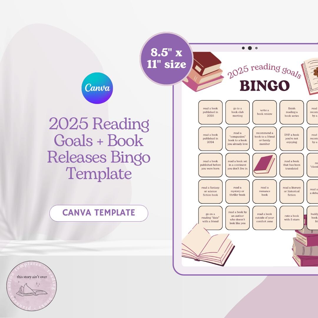 Customizable Book Bingo Canva Template, Bingo Sheets, Reading Challenge ...