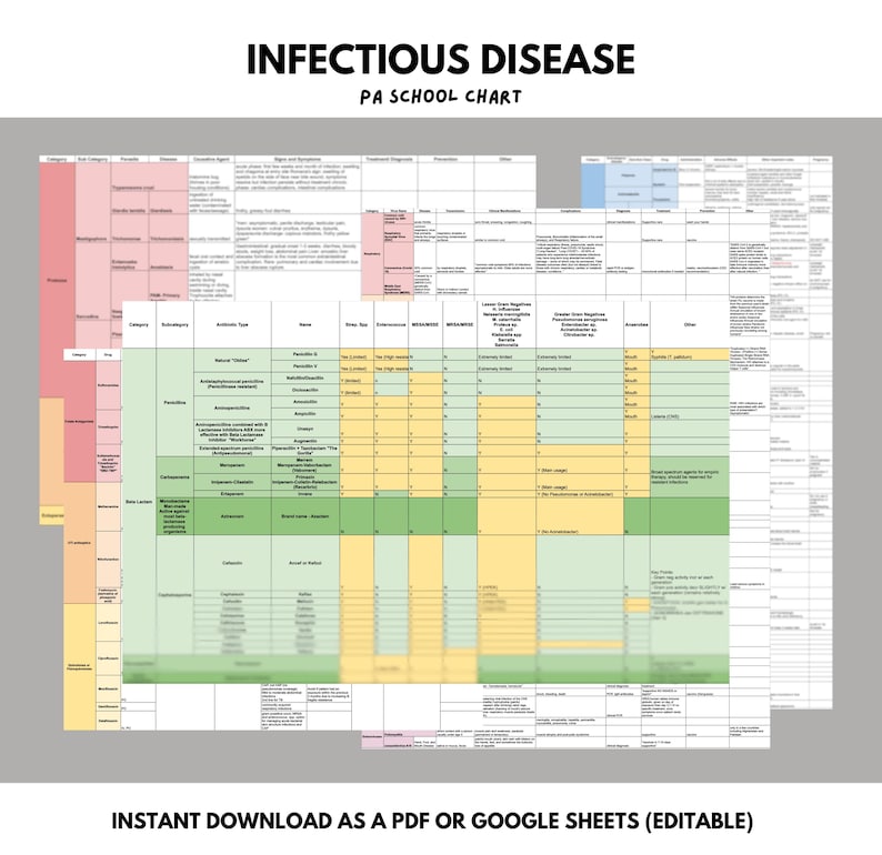 PA Infectious Disease Chart - Etsy