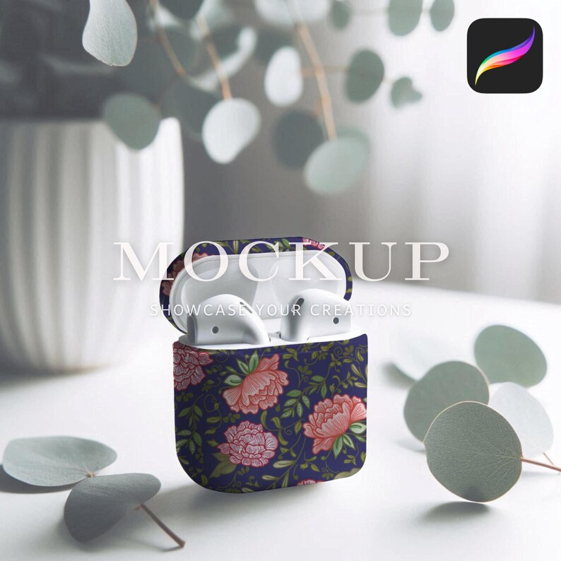 AirPod Case Mockup for Procreate, AirPod Eucalyptus Digital Mockup ...
