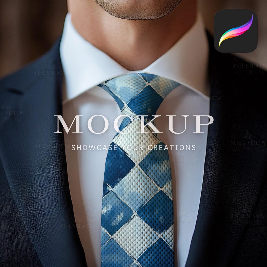 Procreate Neck Tie Mockup for Digital Designers | Suit Tie Mockup for ...
