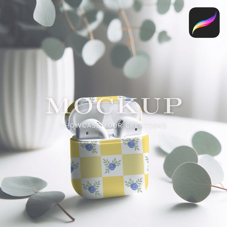 AirPod Case Mockup for Procreate, AirPod Eucalyptus Digital Mockup ...