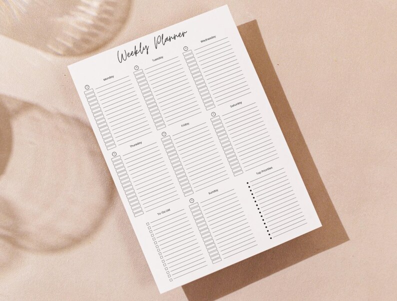 Weekly Planner Printable | Time Slots | To-do Lists & Priorities - Etsy