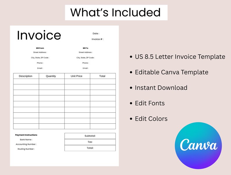 Invoice Template Printable | Invoice Tracker | Order Form | Instant ...