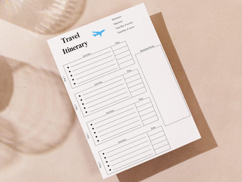 Printable 4 Day Trip Itinerary | Digital Travel Planner & Vacation ...