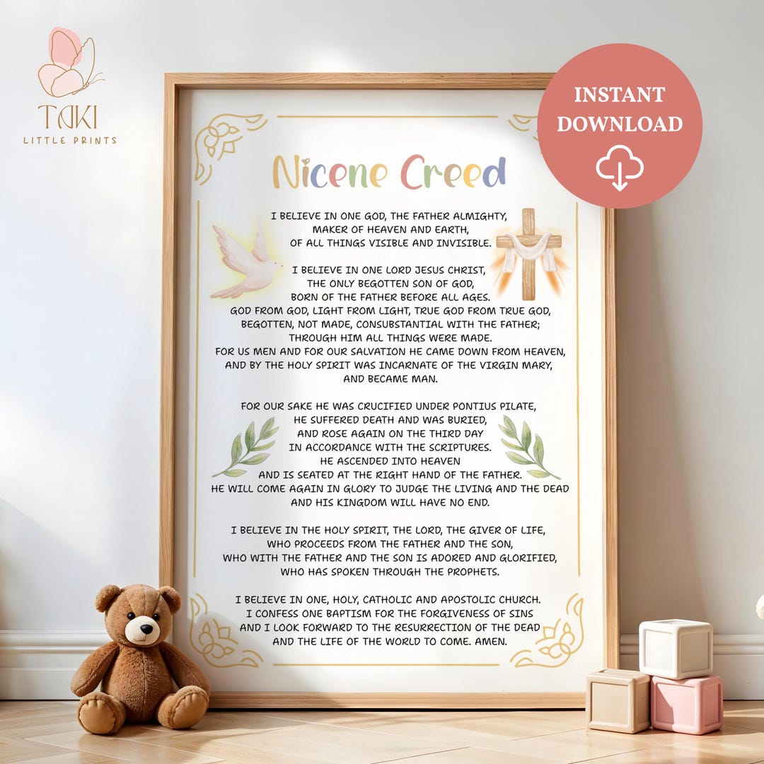 Nicene Creed Wall Art for Kids Catholic Prayer Printable, Christian ...