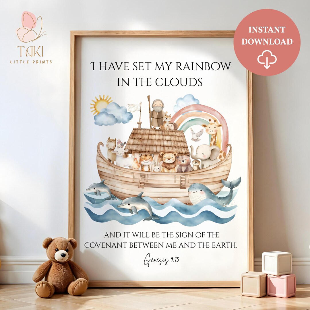 Noahs Ark Kids Christian Wall Art Scripture Poster Bible Art Print ...