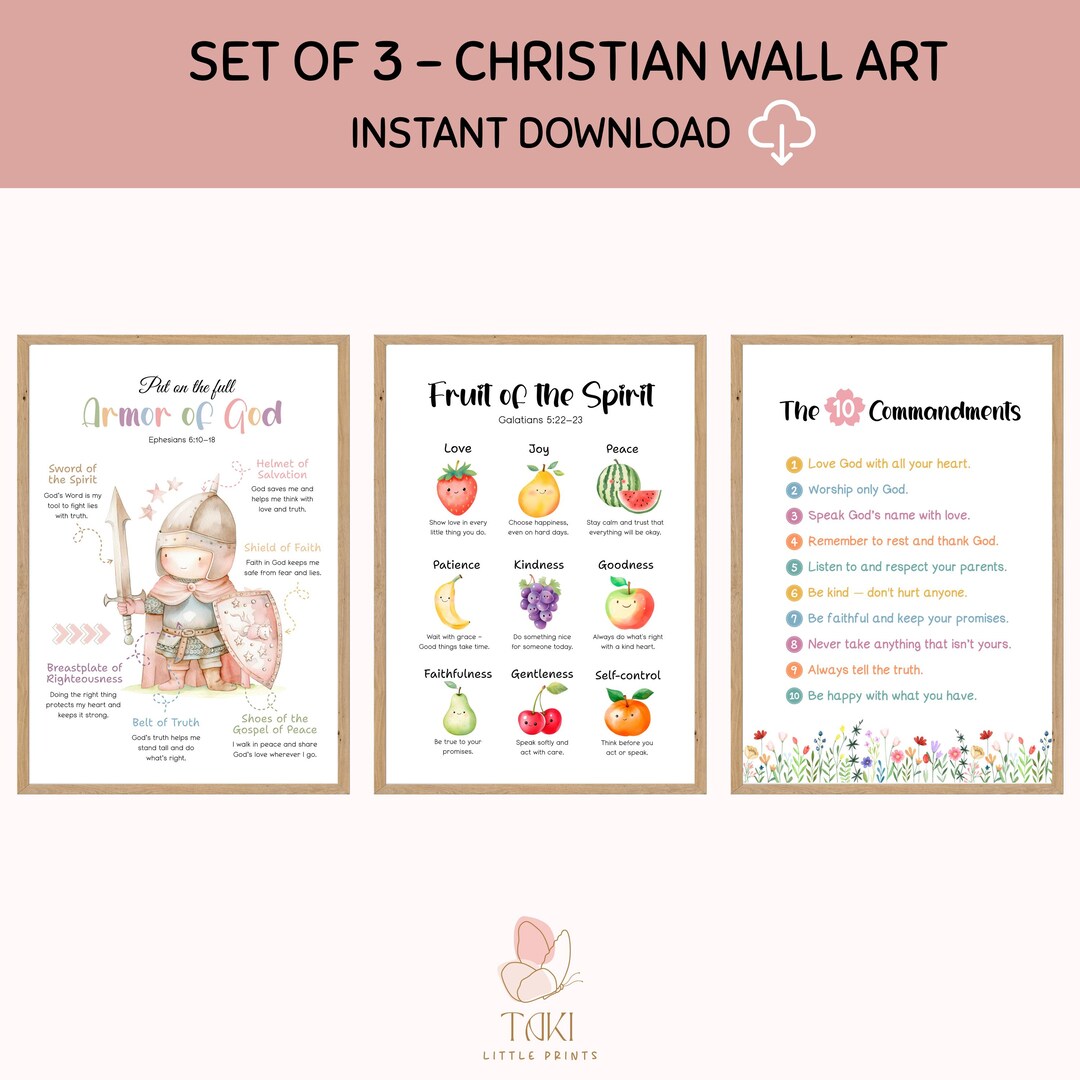 Armor of God Fruit of the Spirit the 10 Commandments Scripture Poster ...