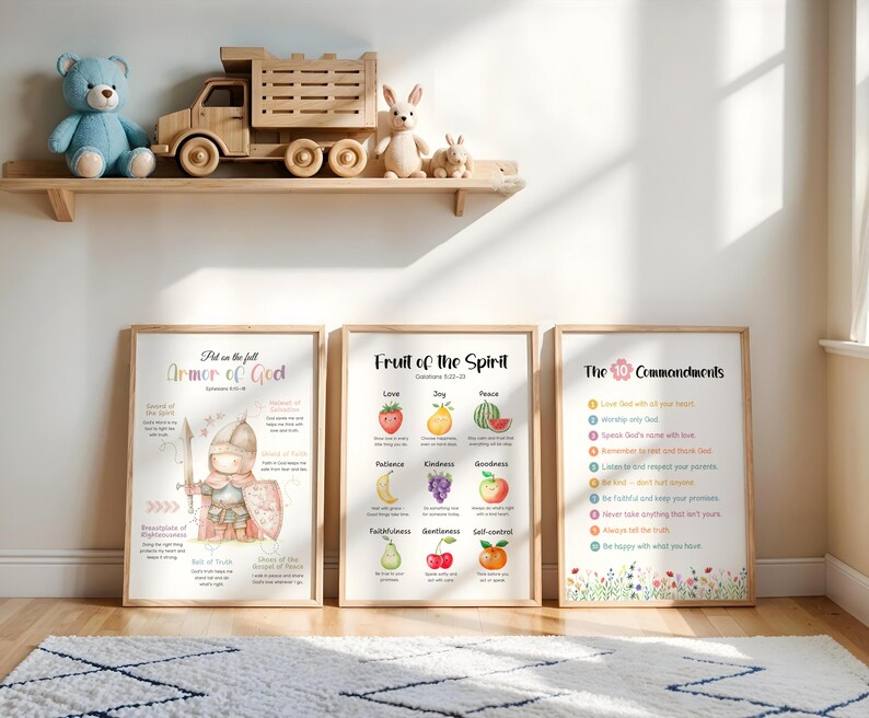 Armor of God Fruit of the Spirit the 10 Commandments Scripture Poster ...
