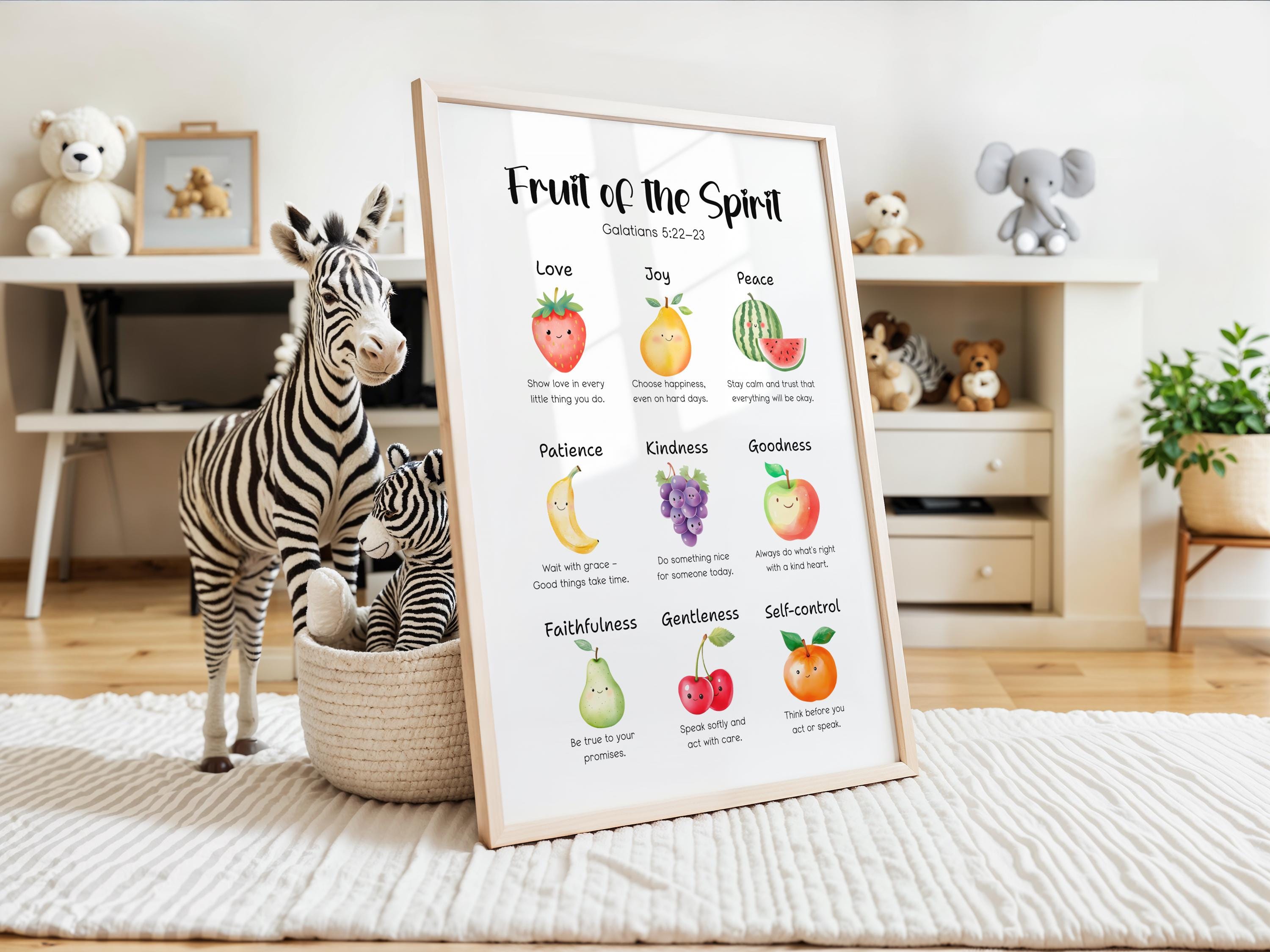 Fruit of the Spirit Art Print Kids Christian Wall Art Scripture Poster ...