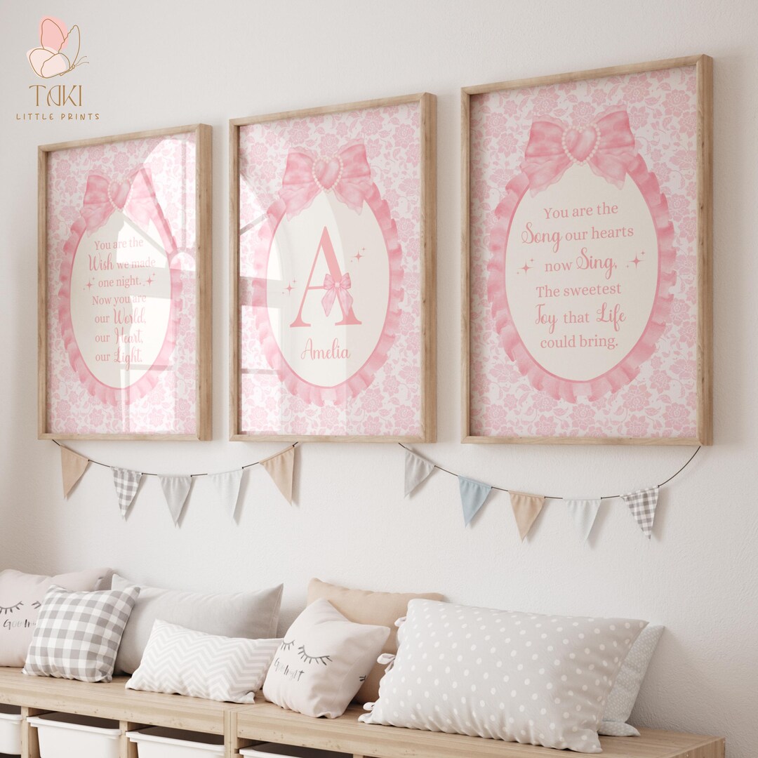 Set of 3 Custom Girl Initial Wall Decor Baby Girl Nursery Decor Girl ...