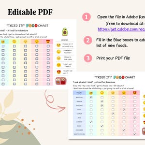 Kids Food Tracker Editable Food Chart Picky Eater Chart Kids Behavior ...