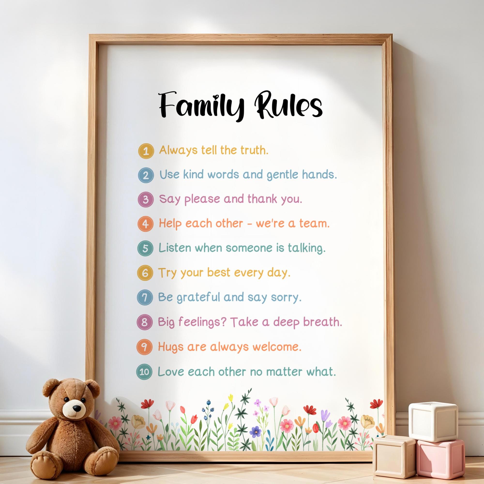 Family Rules Wall Decor for Kids Printable Wall Art Kids Family Rules ...
