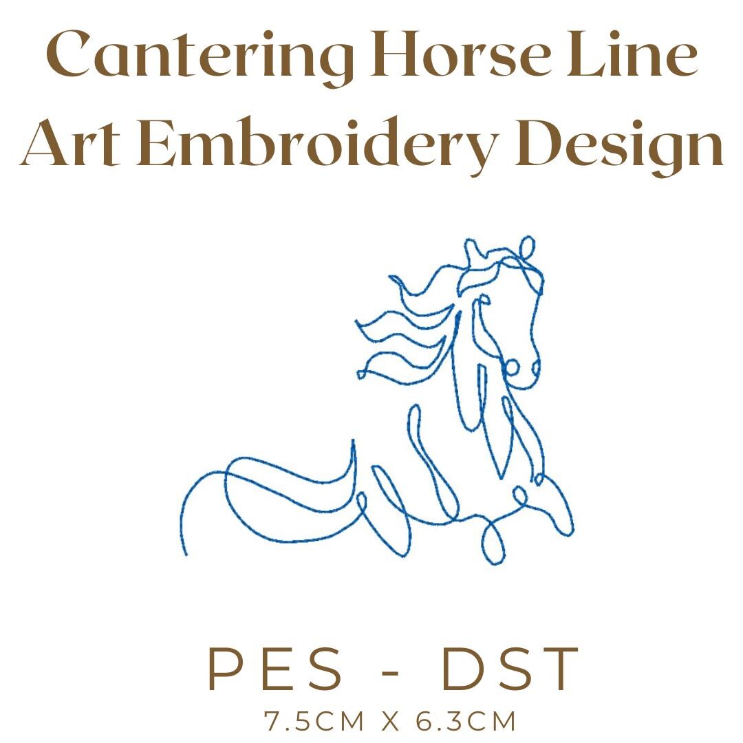 Cantering Horse Line Art Embroidery Design, PES Format, DST File ...