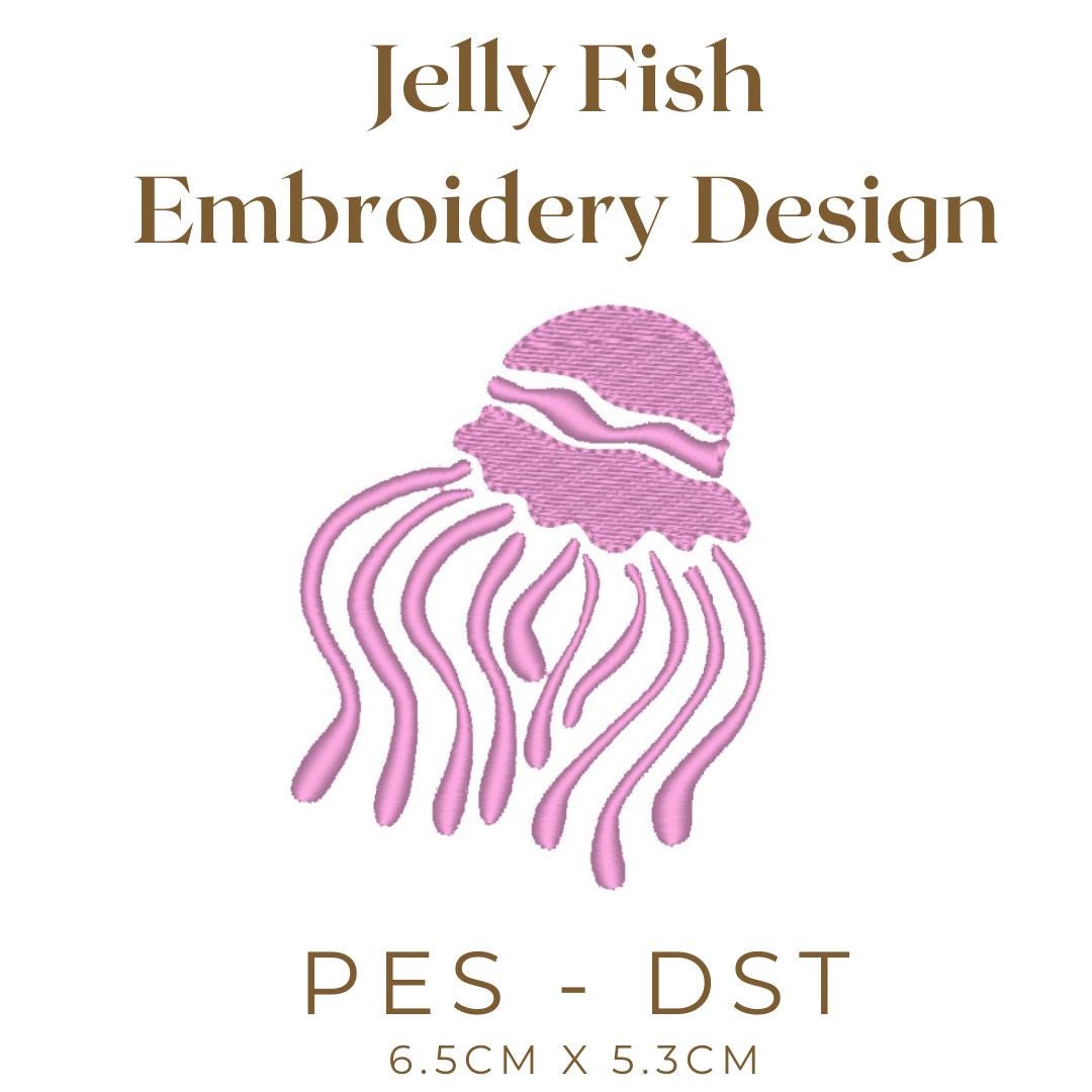 Sea Animal Jelly Fish Embroidery File, PES File, DST Format, Machine ...