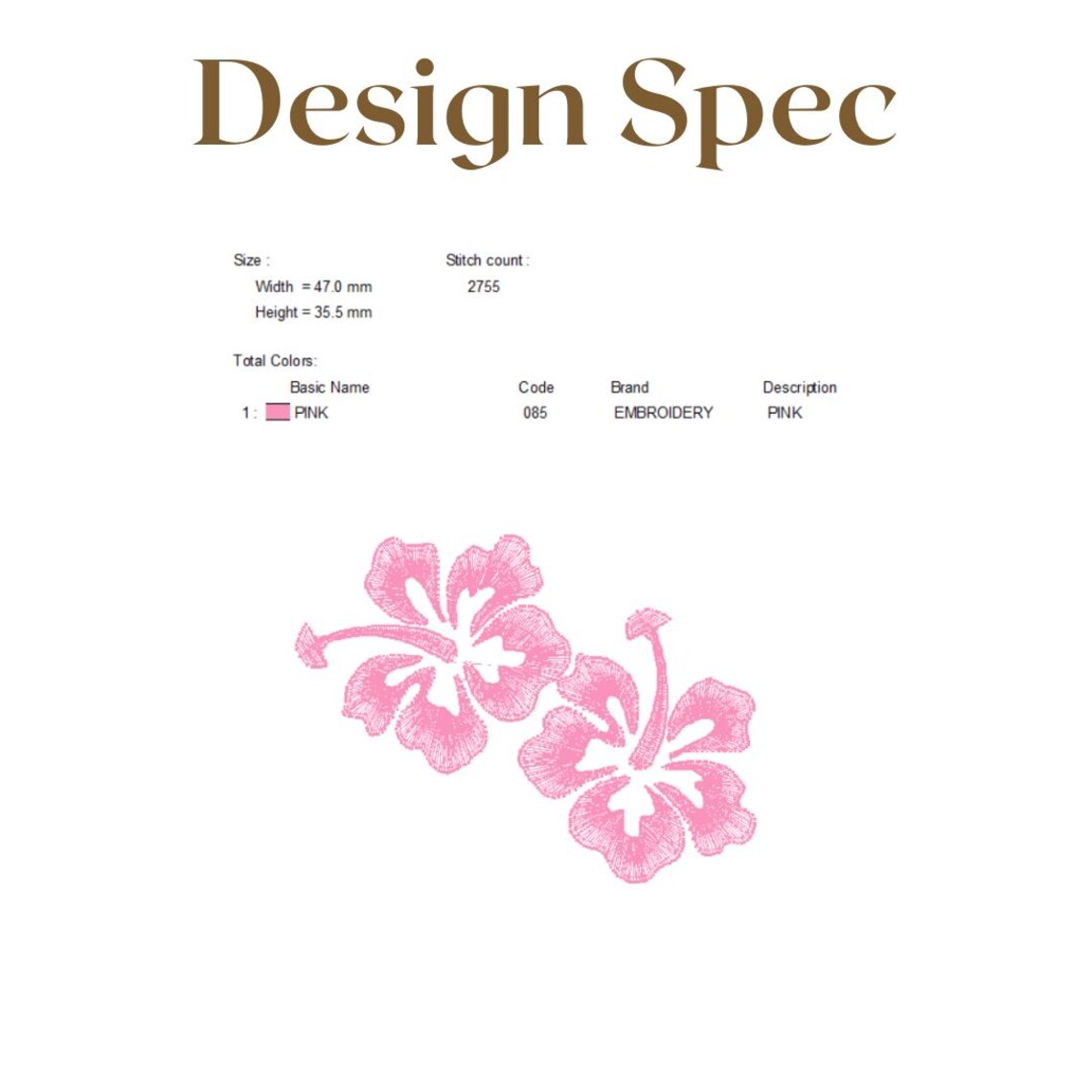 Hibiscus Flowers, Embroidery Machine File PES, DST, Girly Pattern ...