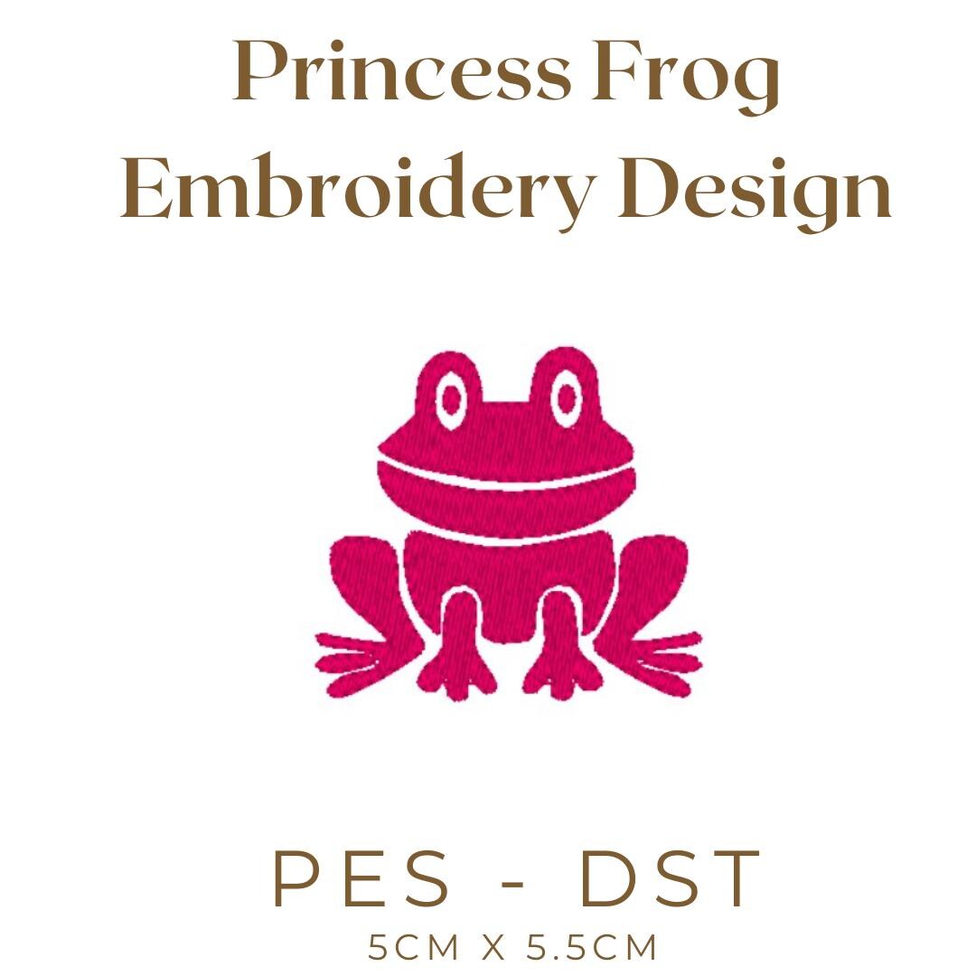 Princess Frog Embroidery Machine File, PES Pattern, DST File, Girly ...