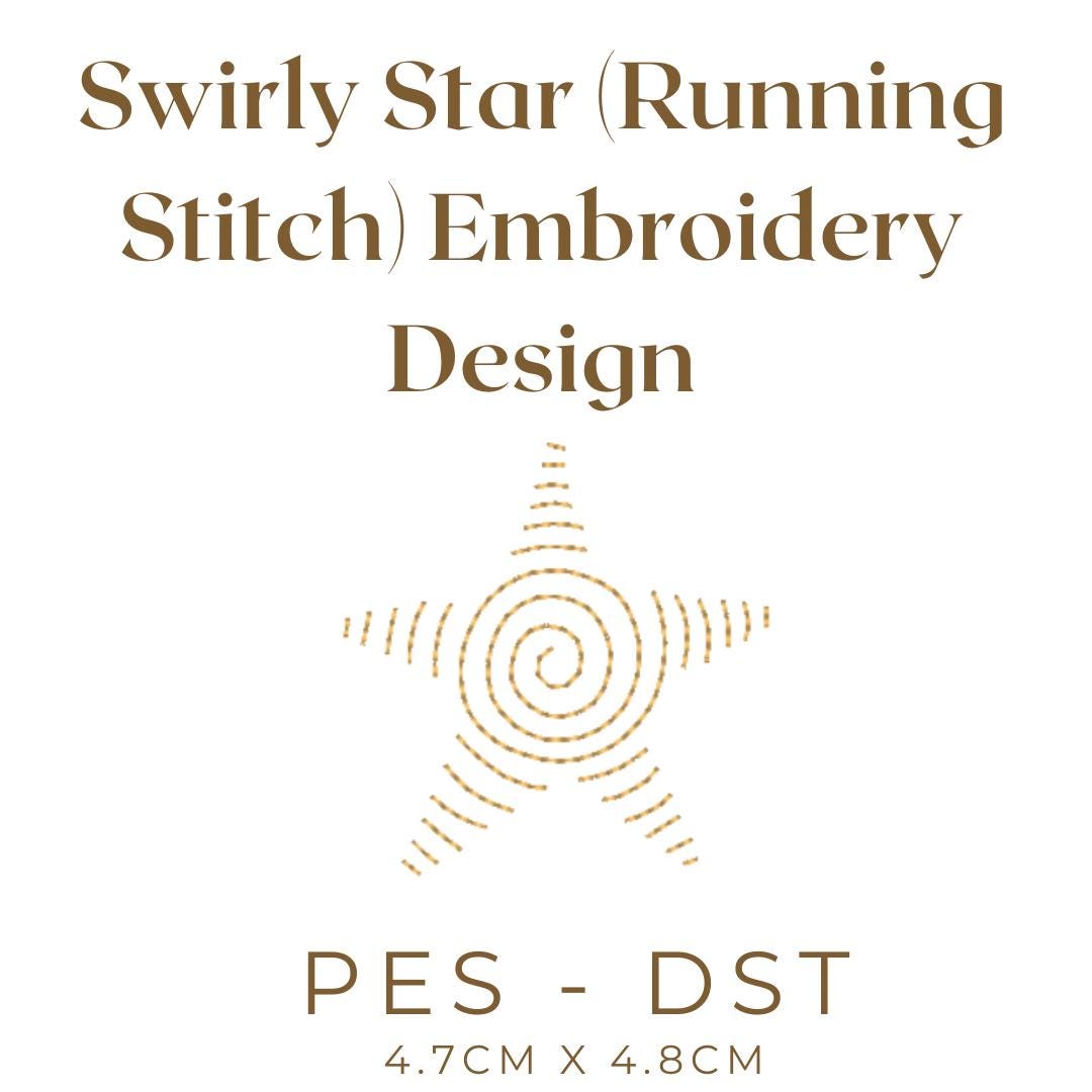 Swirly Star (running Stitch) 2000's Retro Embroidery Design, PES Format ...