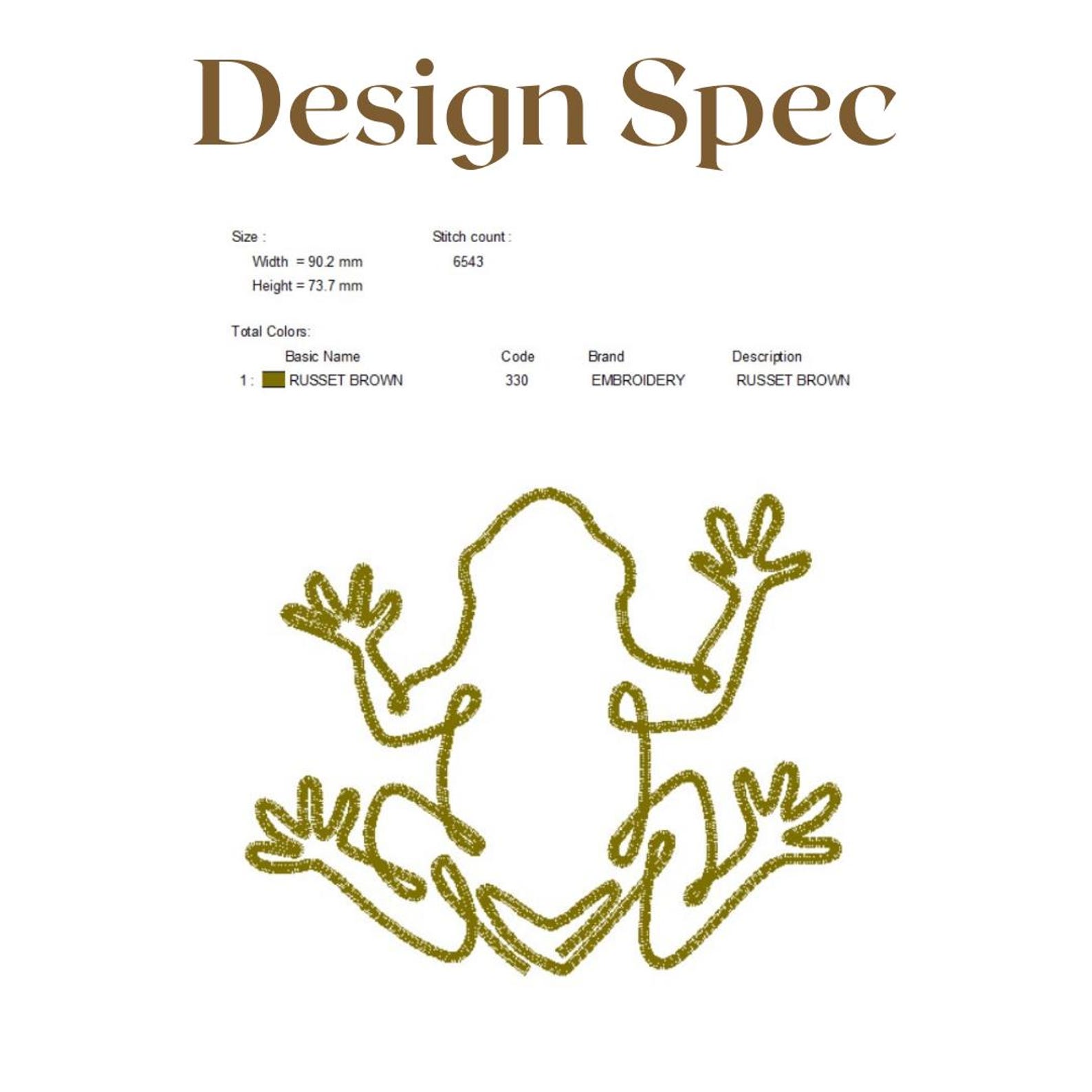 Frog Line Art Embroidery Machine File, PES, Cute Design, DST, Pattern ...