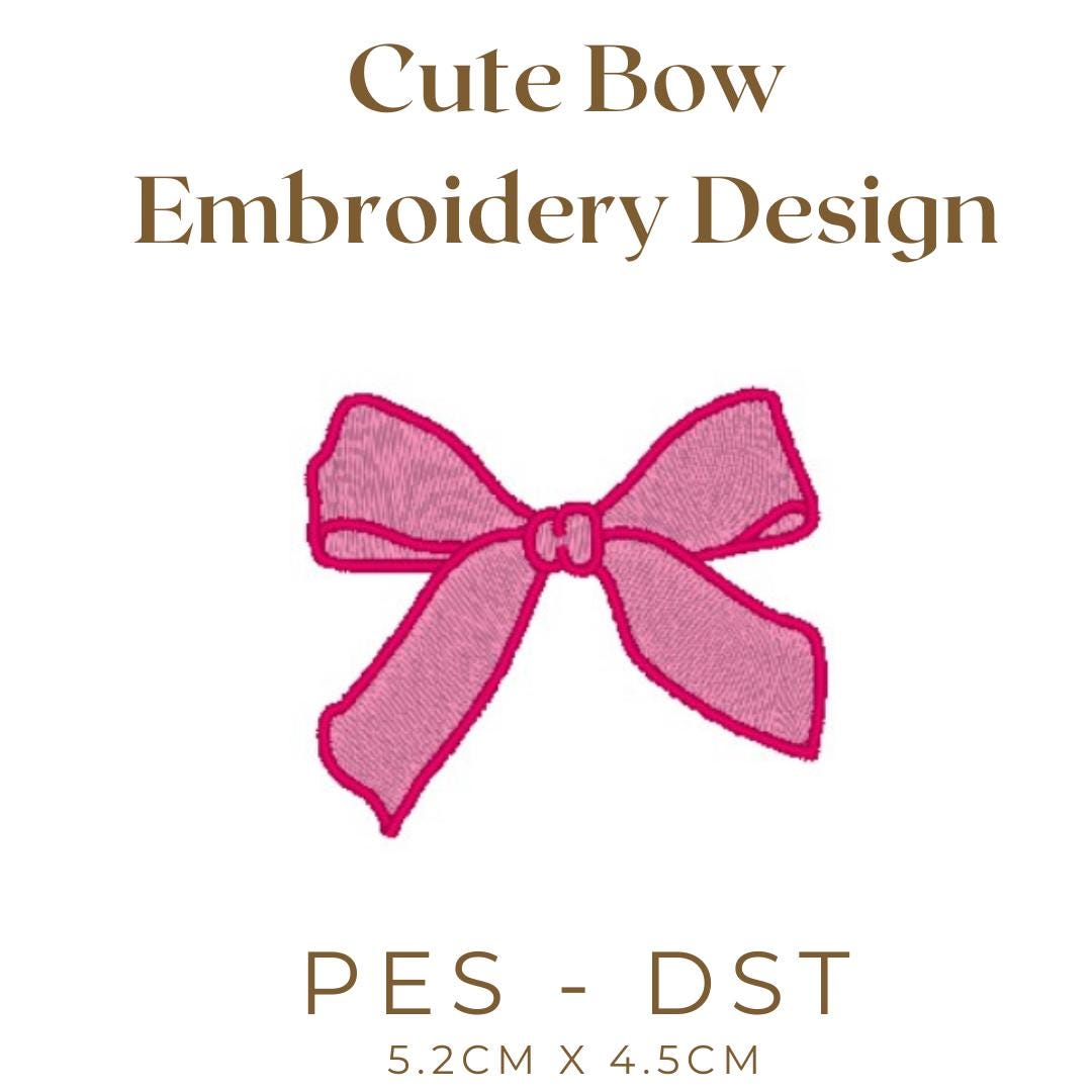Cute Bow Embroidery Machine File, Embroidery Machine Project, Girly ...