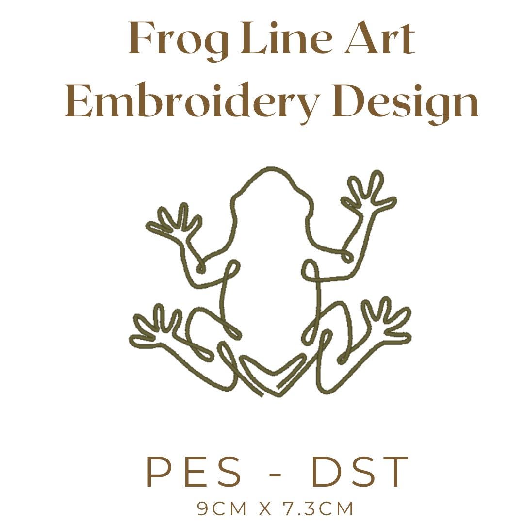 Frog Line Art Embroidery Machine File, PES, Cute Design, DST, Pattern ...