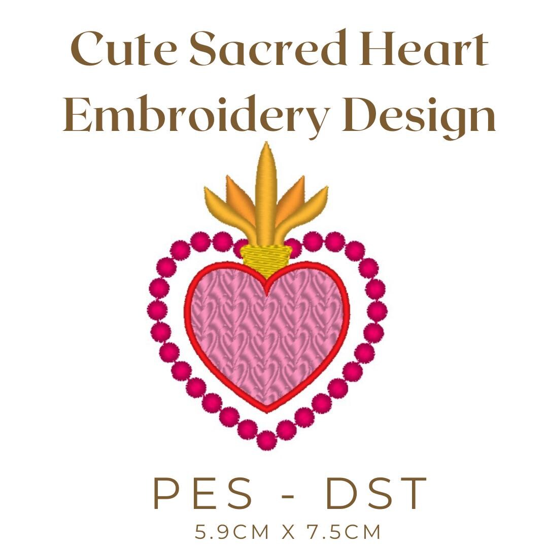 Cute Sacred Heart, Embroidery Machine File, PES, Cute Design, DST ...