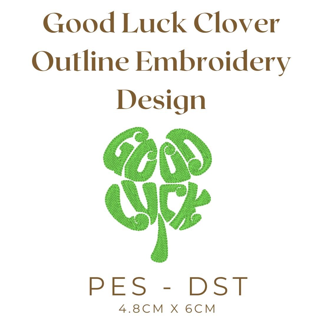 Good Luck Clover Outline, Digital Embroidery Design, Pop Culture Art ...