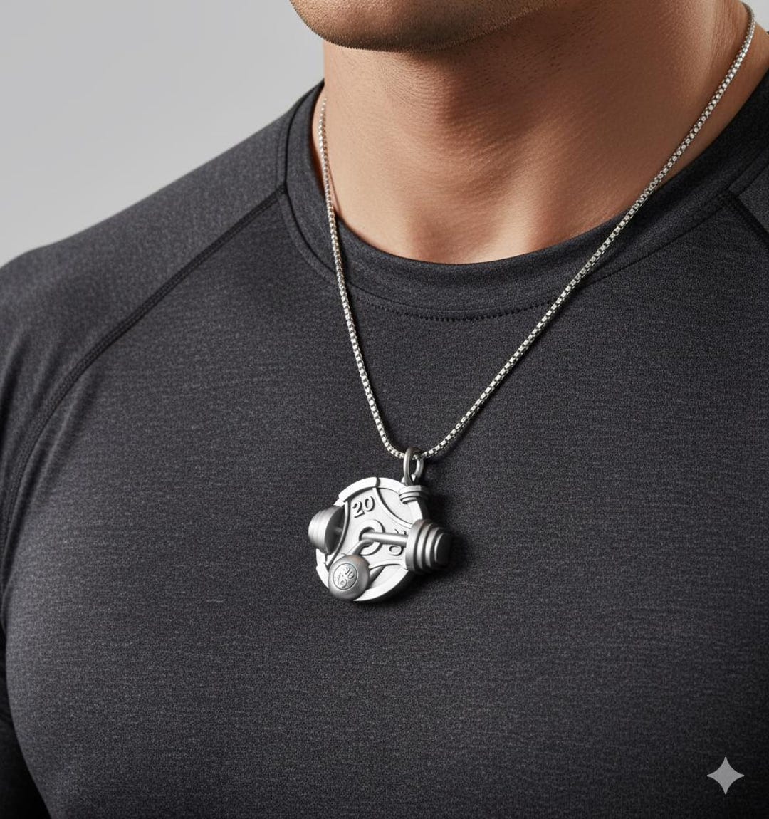 Gym Weight Necklace for Men – Barbell & Kettlebell Pendant – Fitness ...