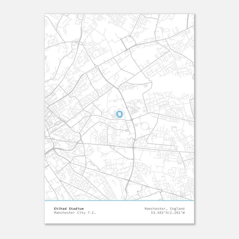 Etihad Stadium Manchester City Poster Map - Etsy