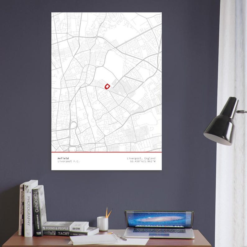 Anfield Stadium Liverpool Poster Map - Etsy